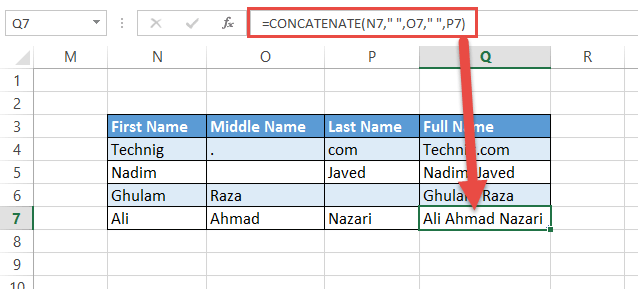 How to use CONCATENATE Function in Excel? - TECHNIG