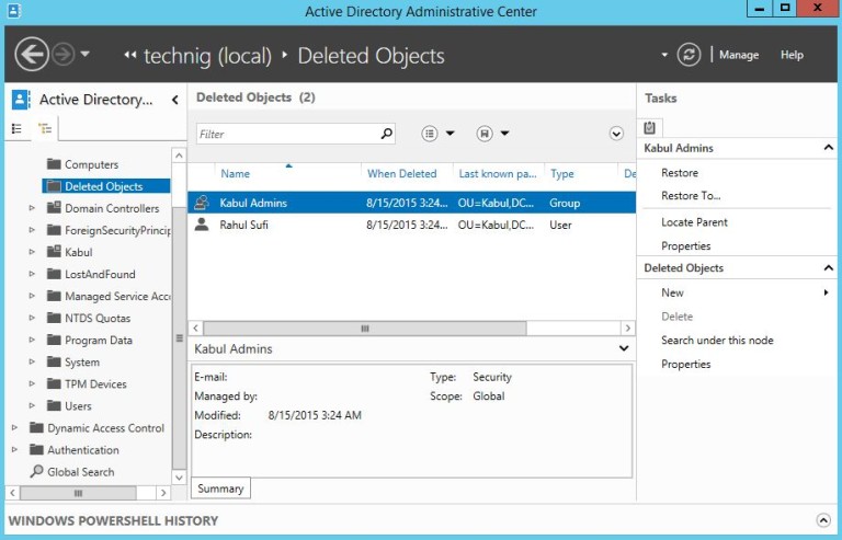 Enable Active Directory Recycle Bin On Server 2012 R2