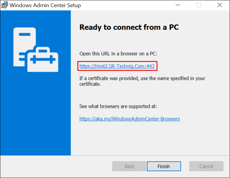 Download and Install Windows Admin Center on Windows Server 2022