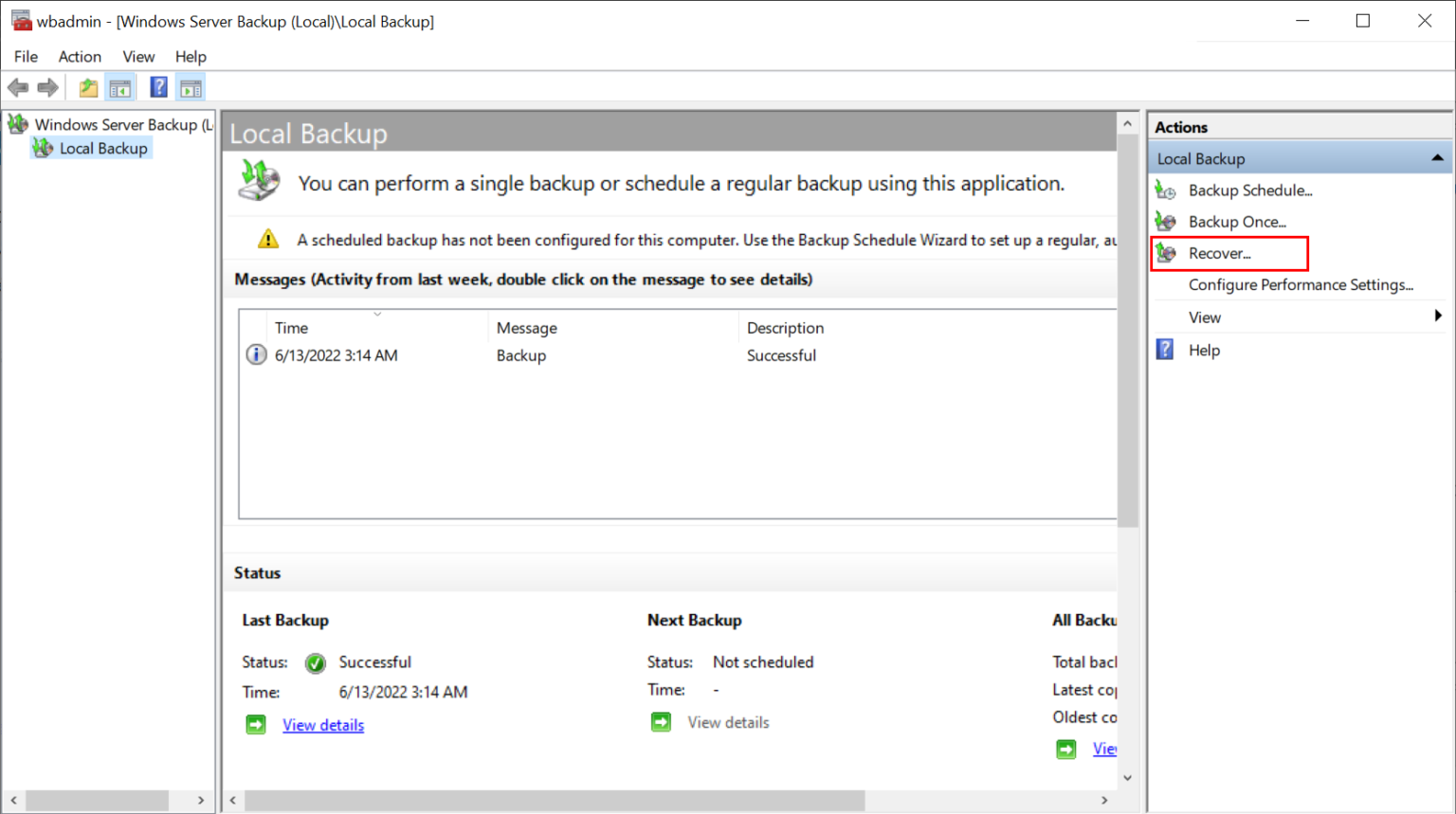 How to Restore Backup in Windows Server 2022 - TECHNIG